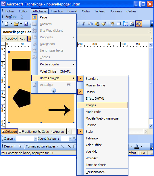 Créer une carte cliquable avec les éditeurs : Dreamweaver et FrontPage